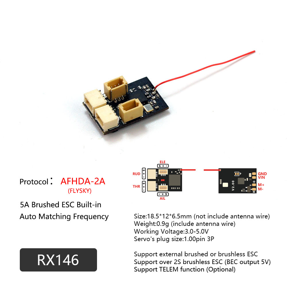RX14 Mini Receiver Integrated 5A/1S Brushed ESC for micro indoor airplanes