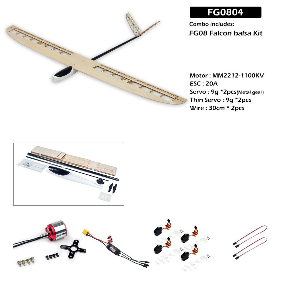 2025 New 1500m Glider Falcon Balsa Fiber Glass Kit RC Aircraft DW Hobby ...