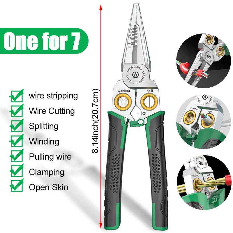 LAOA 8-in-1 Multifunctional Wire Stripping Pliers for Cutting and Pulling wires, cable scissors ...