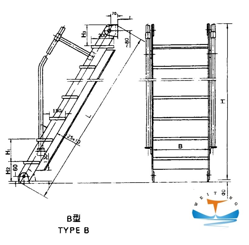 Marine Steel Inclined Ladder for Ship Engine Room