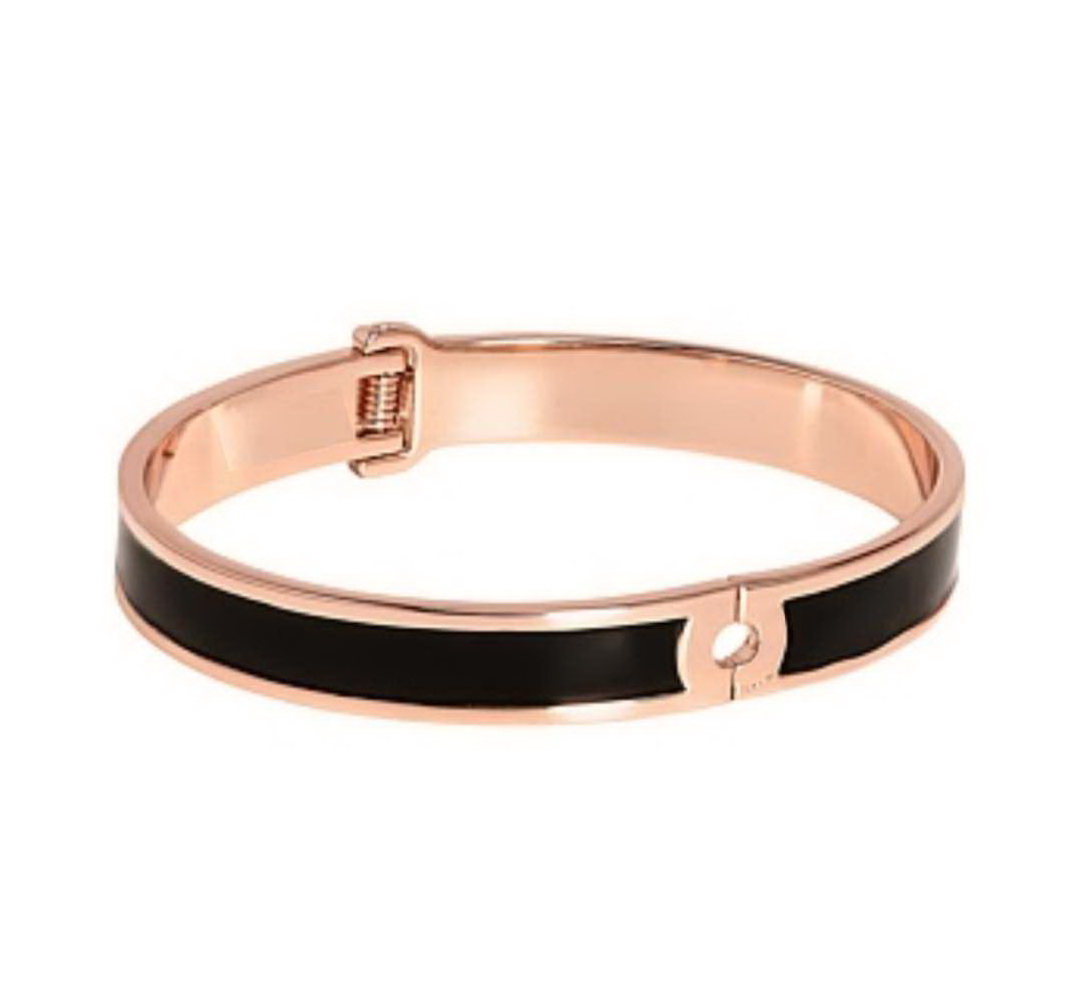 BLACK ROSE GOLD COLOR TEMPO HINGED BANGLE,Jewellery