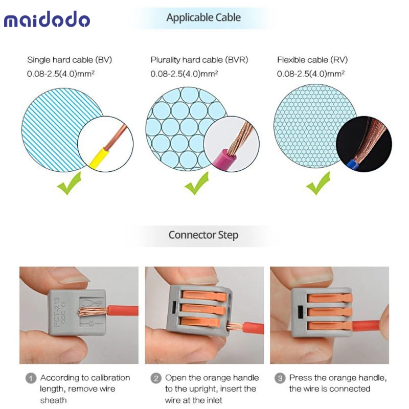 222-413 Plug-in Terminal Block Conductor Universal Compact Wire Wiring ...