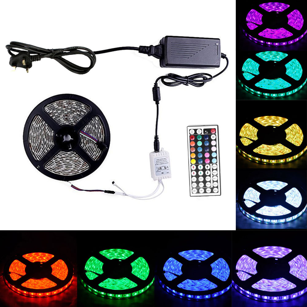 24V SMD 5050 RGB 300LEDs Color Changing Kit with Flexible Strip Light+ ...