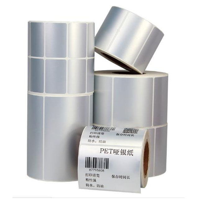 Matte Silver PET Label Sticker Waterproof Tear resistant Barcode Label
