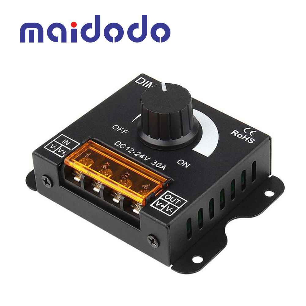 Black PWM Dimmer 12V 24V 30A LED Dimmer Controller for Single Color LED ...