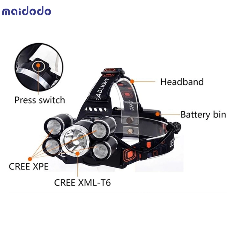 5led rechargeable headlamp waterproof led headlamp flashlight