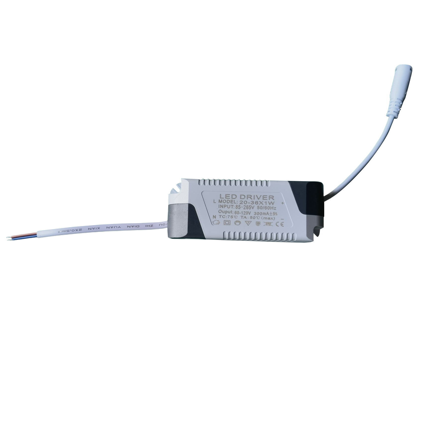 LED Driver 20-36W Constant Current 300mA DC Connector External Power ...