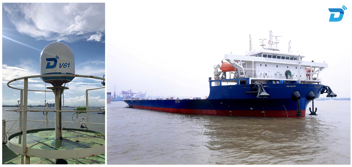 Ditel V61 Maritime VSAT Antenna System Installed on Commercial Ship in Asia