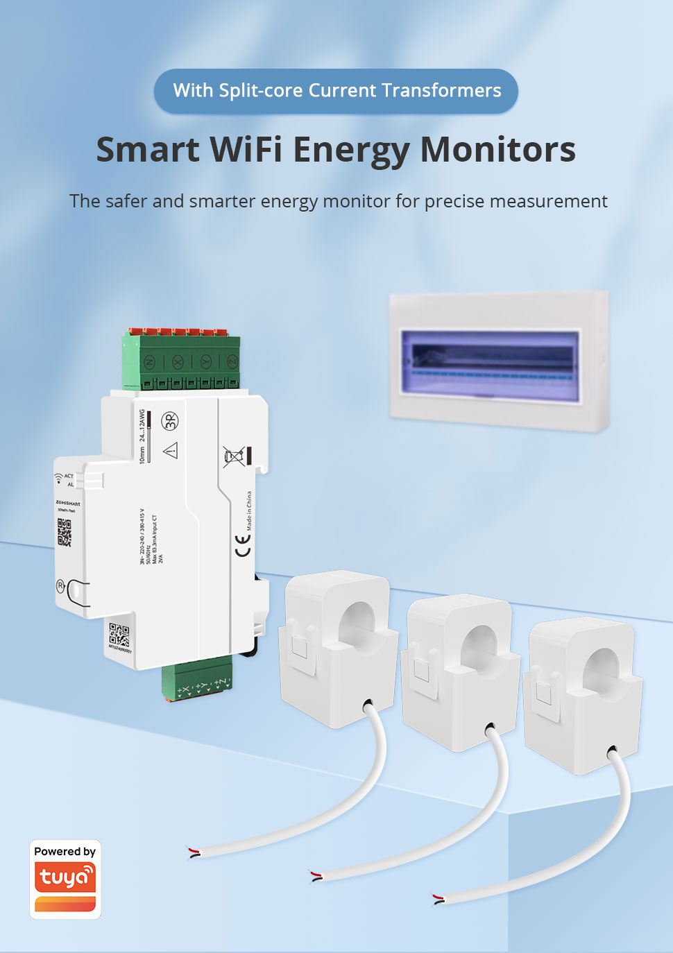 Zemismart Tuya Wifi 3 Phase Smart Energy Meter Max 120A with 3 clamps ...