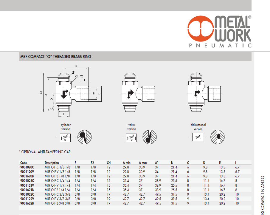 METALWORK VALVE 9001020C