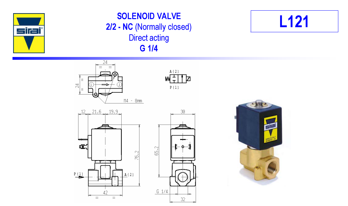 SIRAI Soneloid valve L121B02-ZA10G 1/4 24VDC