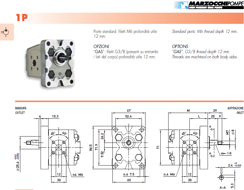 MARZOCCHI GEAR PUMP 1P-D-5,8-GAS