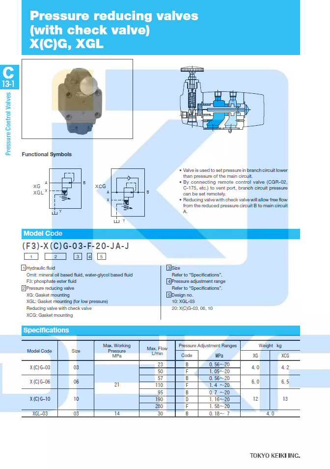 TOKIMEC CHECK VALVE XG-06-F-20-JA-J