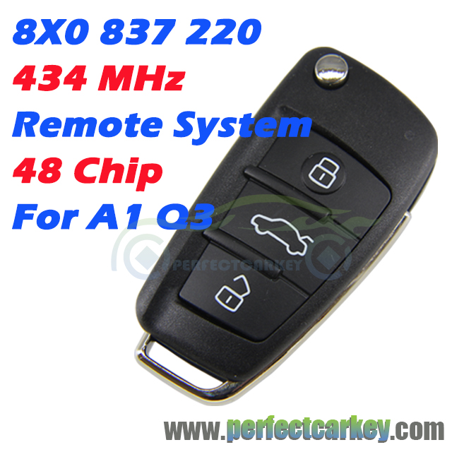 8X0 837 220 434MHz 48 Chip Audi A1 Q3 flip remote keys