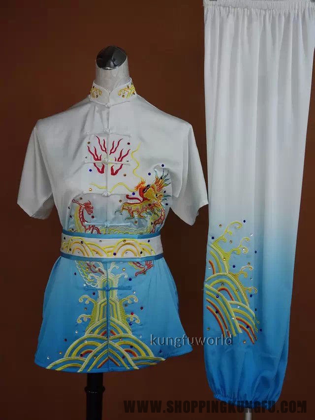 silk satin changquan suit with dragon embroidery