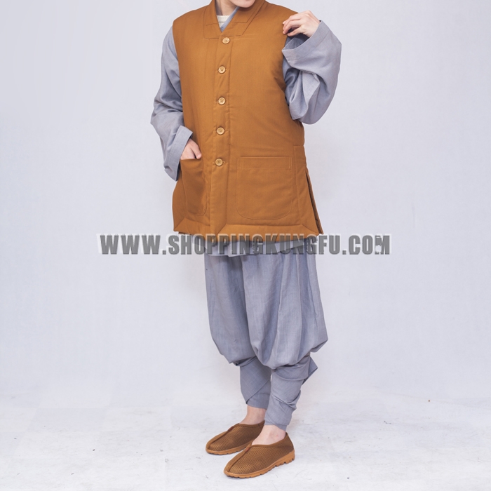 Buddhist Monk Winter Vest for Shaolin Robe Kung fu Uniform Meditation Suit