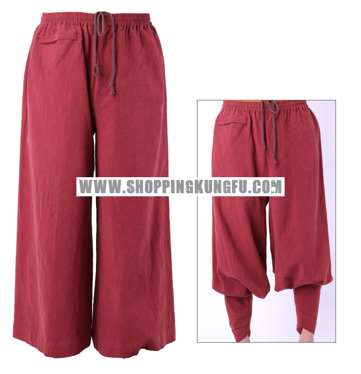Cotton Buddhist Monk Shaolin Kung fu Pants Qigong Tai Chi Meditation ...