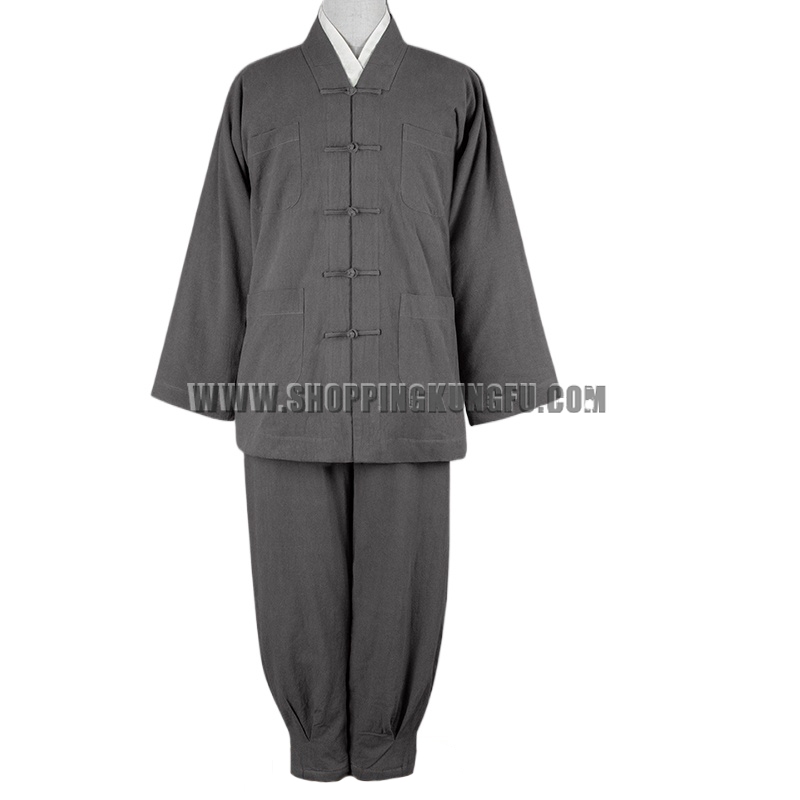 Fleece-lined Shaolin Buddhist Monk Winter Uniform Kung fu Meditation Suit