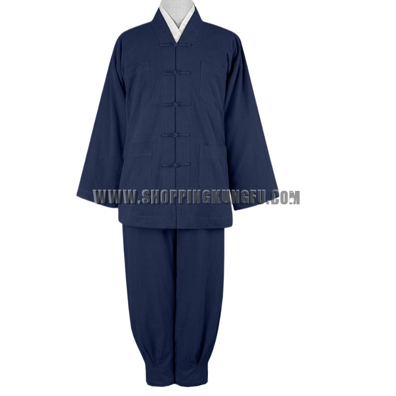 Fleece-lined Shaolin Buddhist Monk Winter Uniform Kung fu Meditation Suit