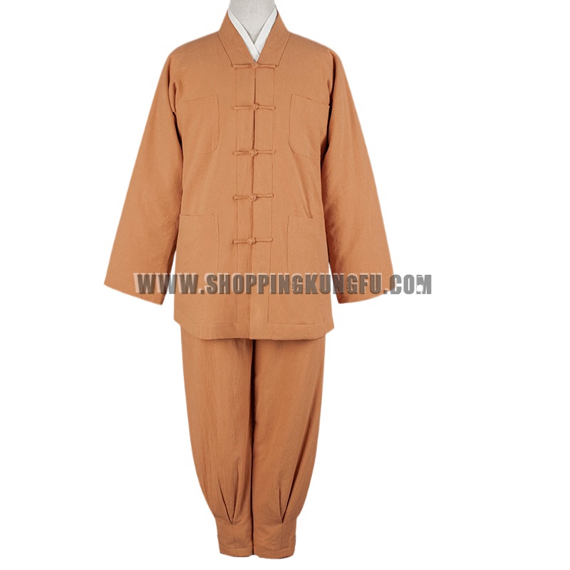 Fleece-lined Shaolin Buddhist Monk Winter Uniform Kung fu Meditation Suit