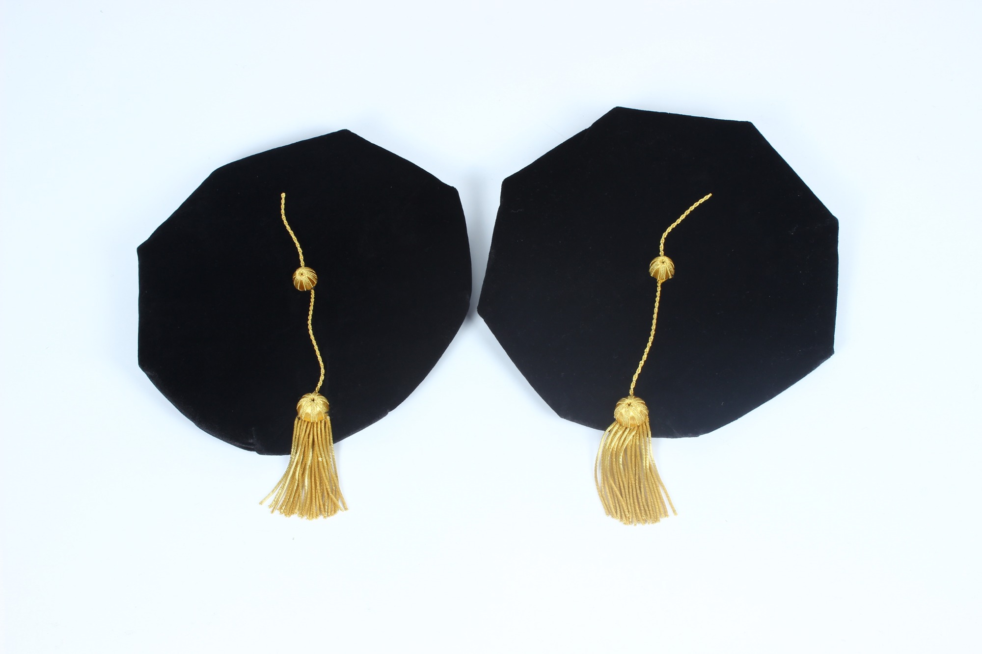8-Side Graduation Doctoral Tam Black Velvet Gold Tassel