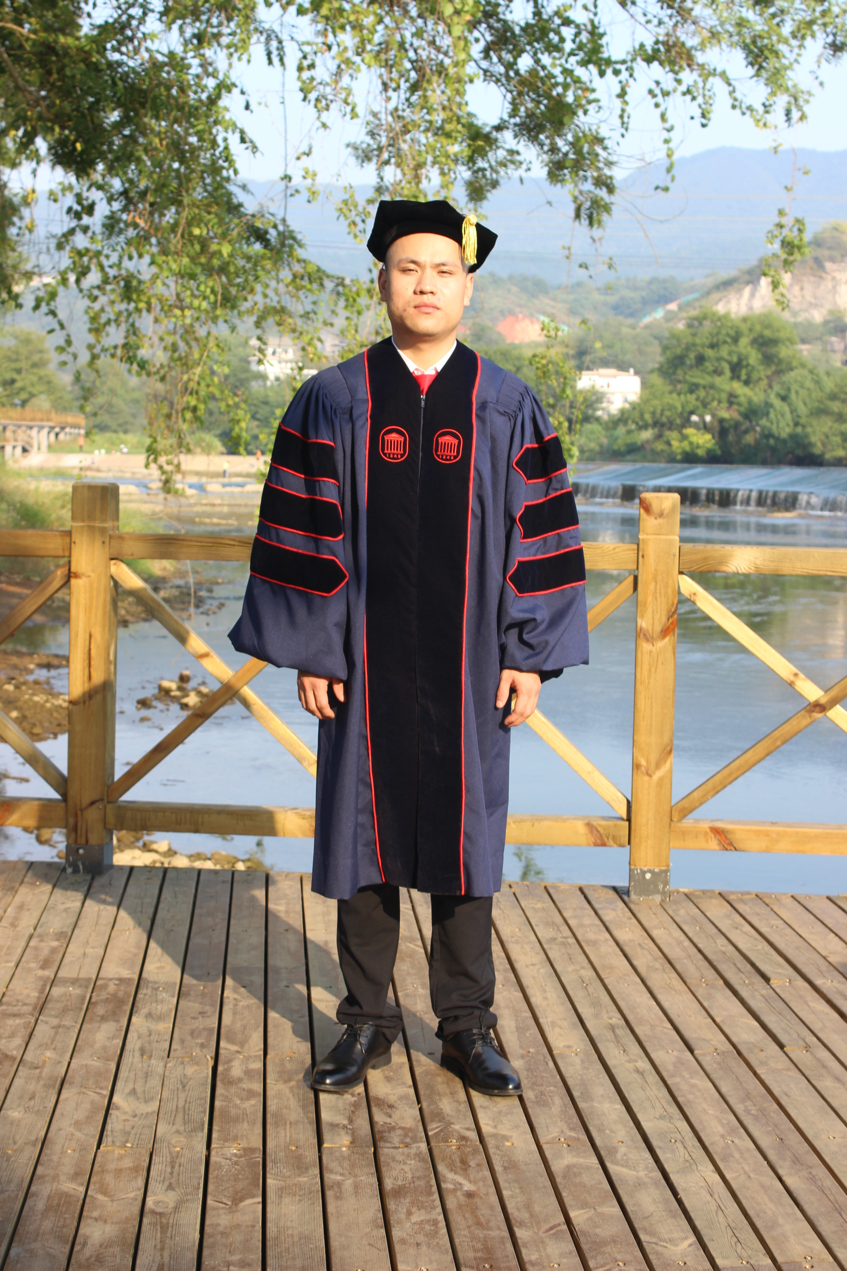 Doctoral Graduation Gown Unisex Deluxe Royal Navy Blue Velvet Gold ...