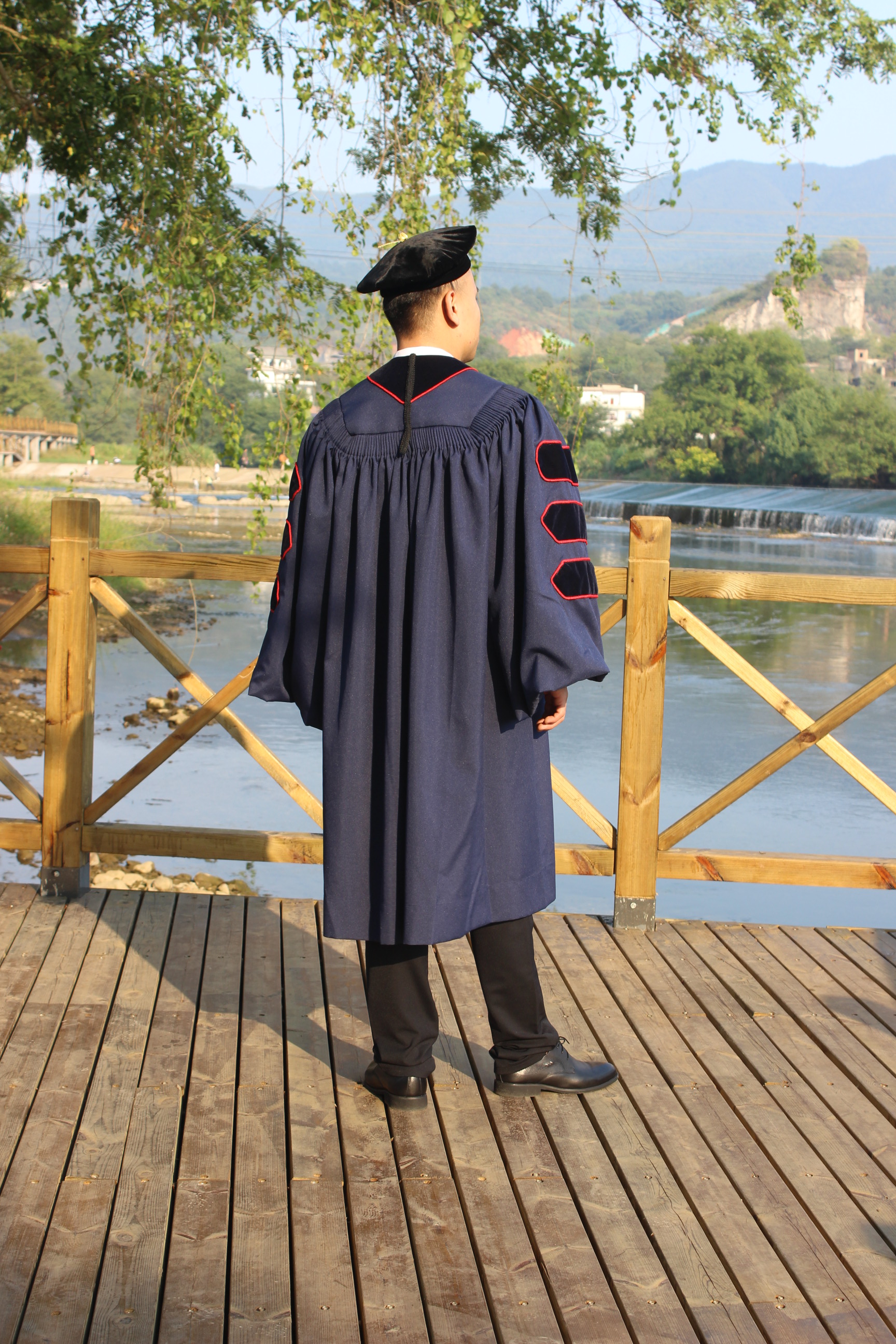 Doctoral Graduation Gown Unisex Deluxe Royal Navy Blue Velvet Gold ...