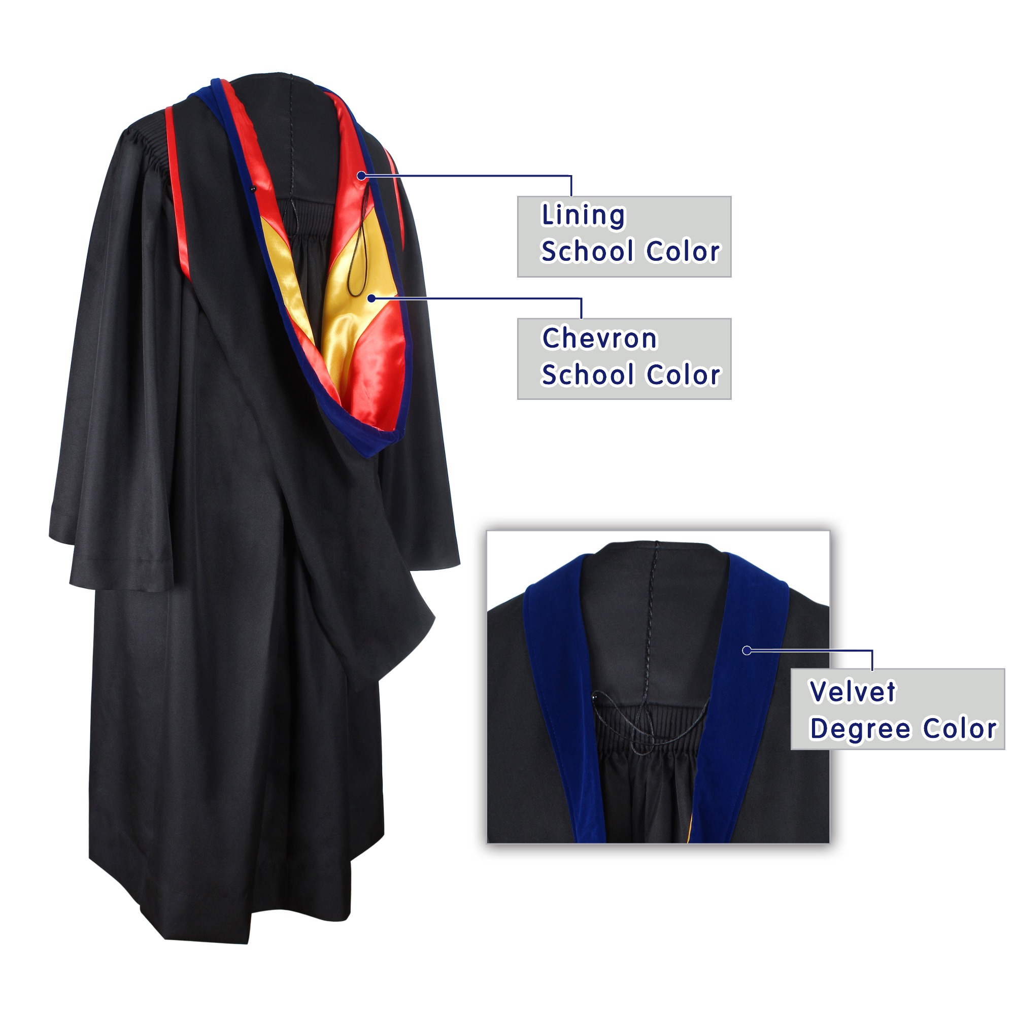 Graduation Deluxe Master Hood Red Gold
