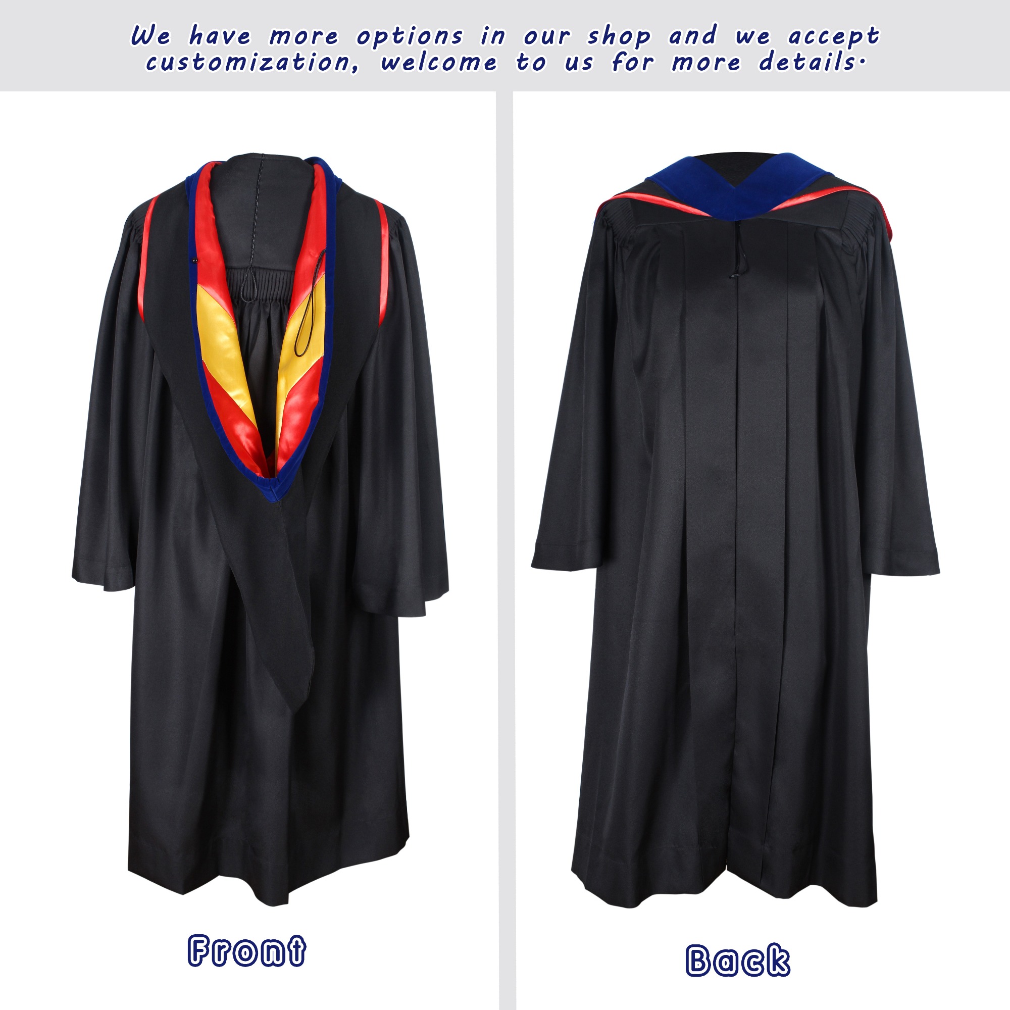 Graduation Deluxe Master Hood Red Gold