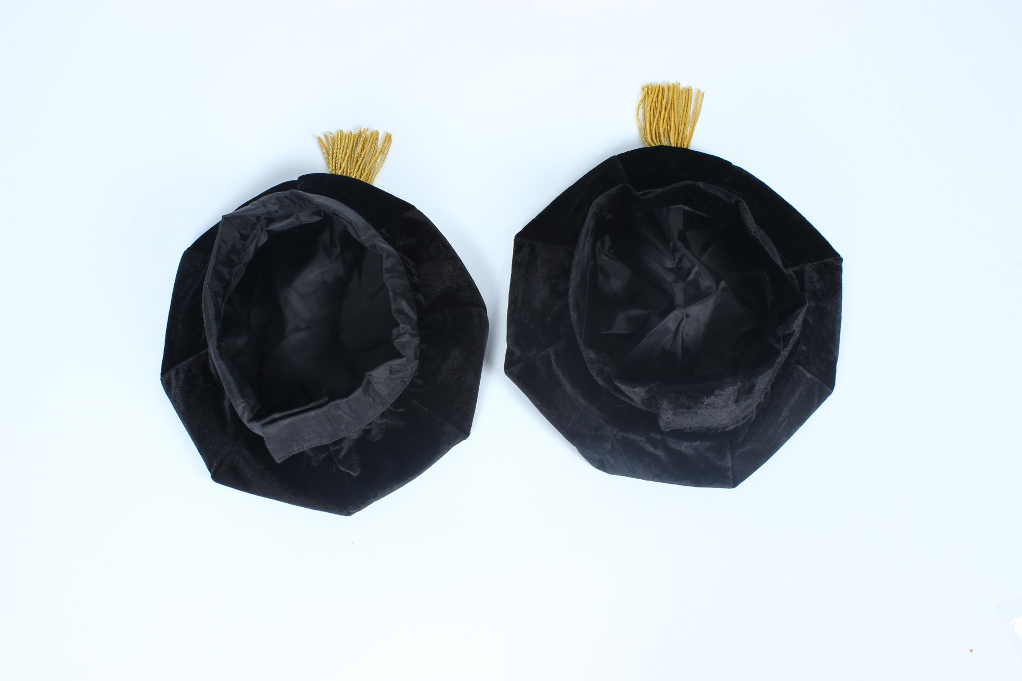 8-Side Graduation Doctoral Tam Black Velvet Gold Tassel