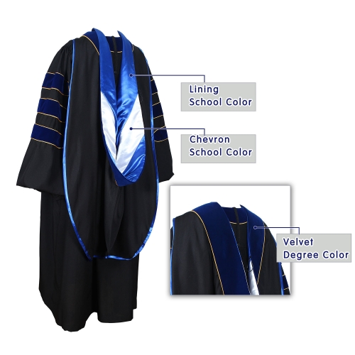 Graduation Deluxe Doctoral Hood Royal Blue White