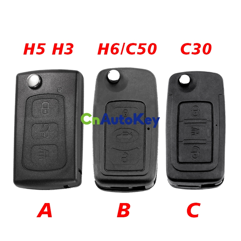 CS075004 3 Buttons Flip Folding Remote Key Case Shell For Great Wall ...