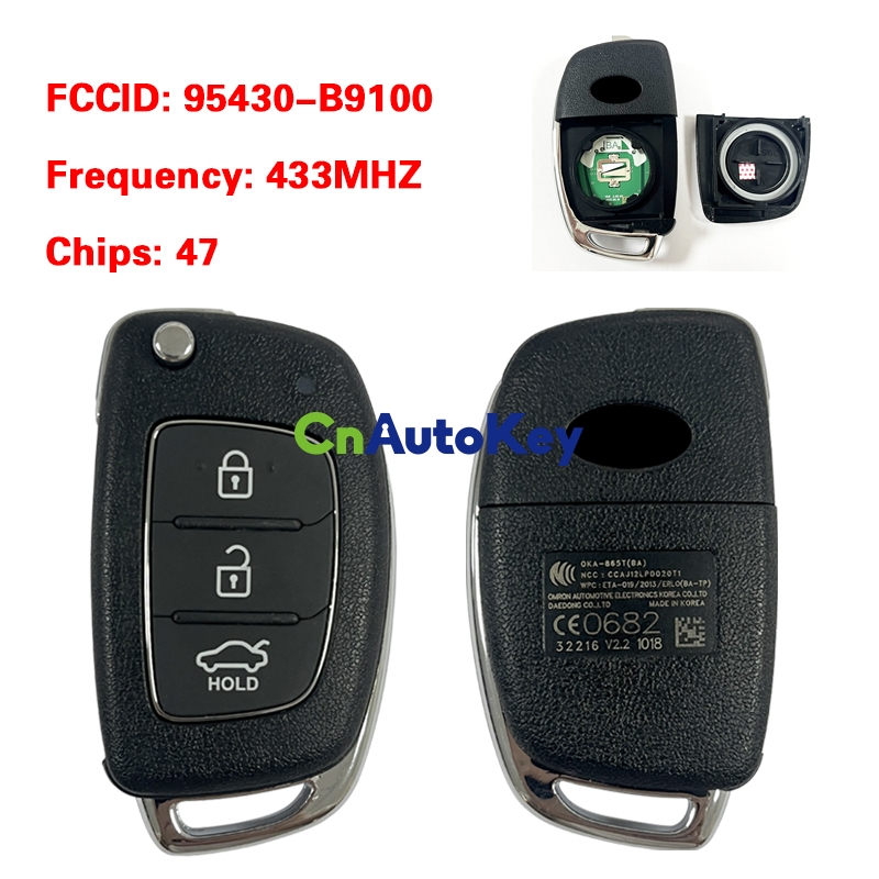 CN020076 Hyundai I10 I20 I30 remote key CE0682 95430-B9100 OKA-865T(IA-TP)