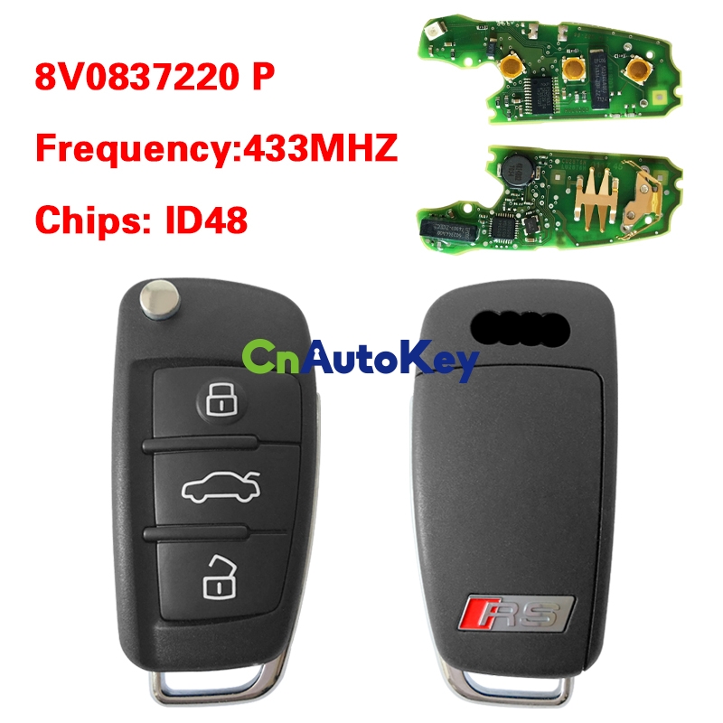 CN008062 original Audi A3 RS 3 buttons remote key 433MHZ ID48 8V0 837 220 P