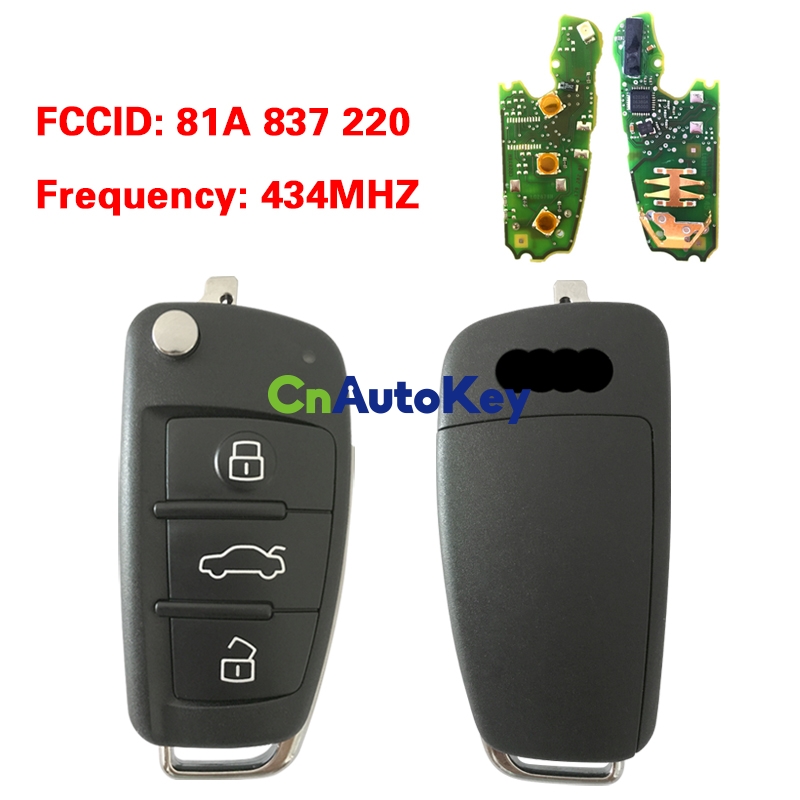 CN008075 ORIGINAL Flip Key for Audi A3 Q2 Q3 3Buttons 434MHZ MQB48 ID48 ...