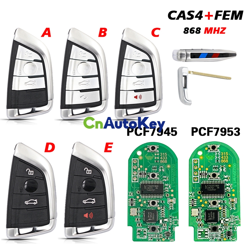 CN006119 3/4 Buttons PCF7945/PCF7953 CHIP 868 MHZ Car Smart Card Fob ...