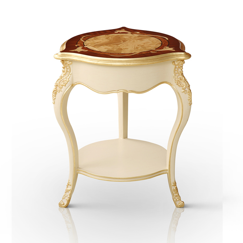 French classic solid wood living room round corner table