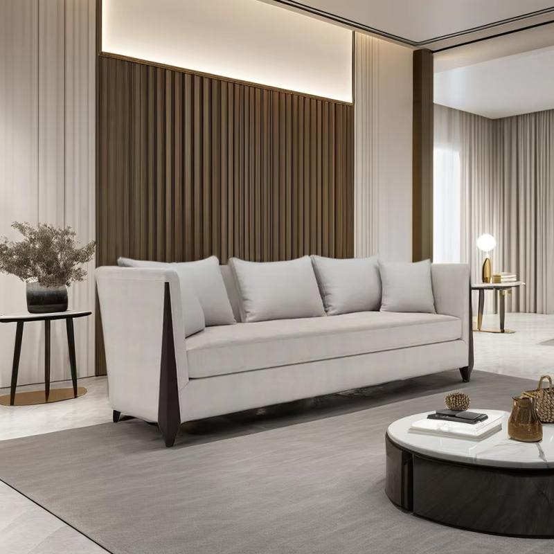 Elegant American Style Wooden Leg Fabric Sofa