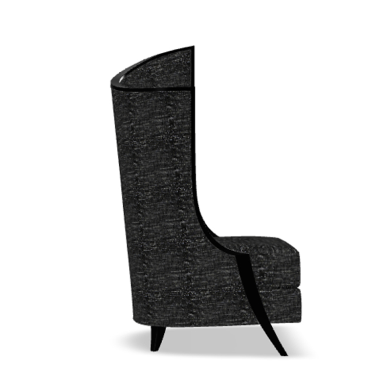 Classic American High-Back Fabric Lounge Chair