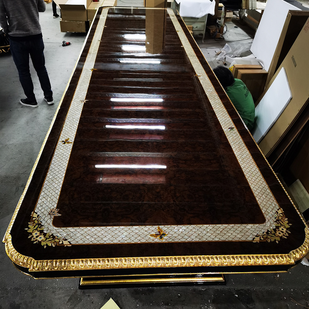 Luxury Long Dining Table Classic Italian High Gloss Wood 8 Seater ...