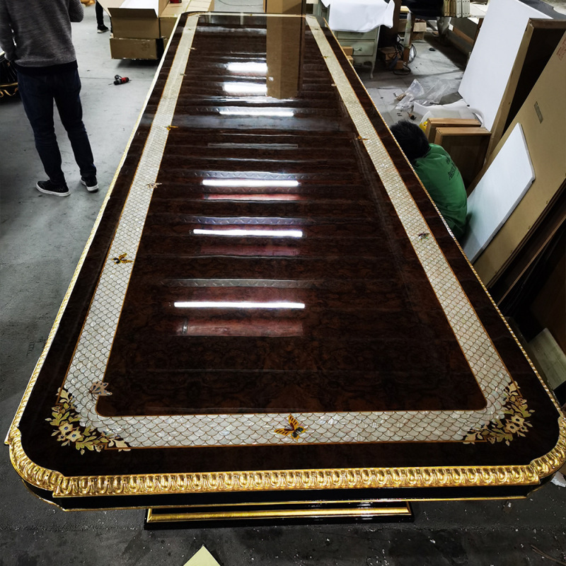 Luxury Long Dining Table Classic Italian High Gloss Wood 8 Seater ...