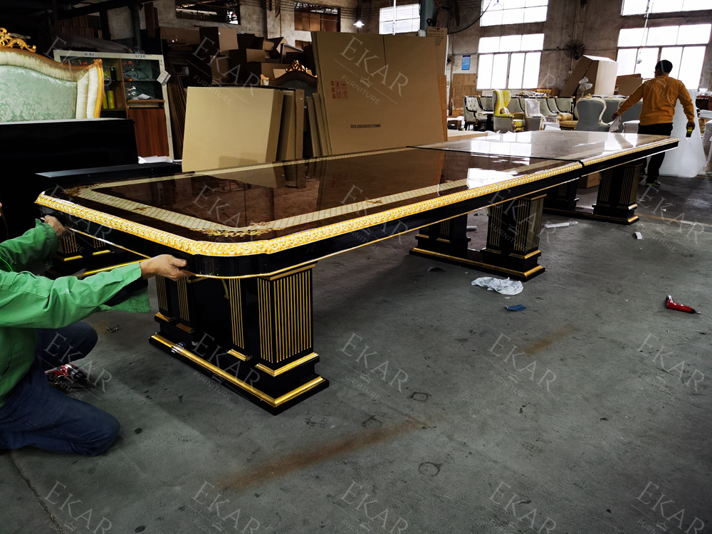 Luxury Long Dining Table Classic Italian High Gloss Wood 8 Seater ...