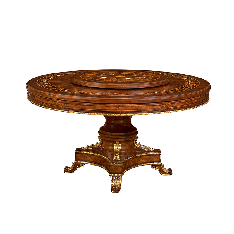 Classic Solid Wood Rotating Round Dining Table for Traditional Dining Rooms