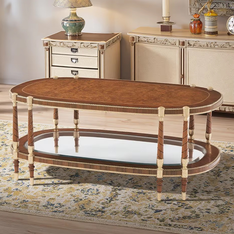 Classic Solid Wood Oval Coffee Table for Living Room
