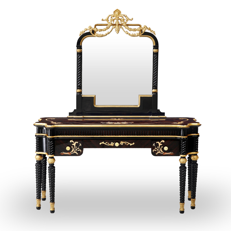 Classic Solid Wood Dressing Table with Mirror for Bedroom