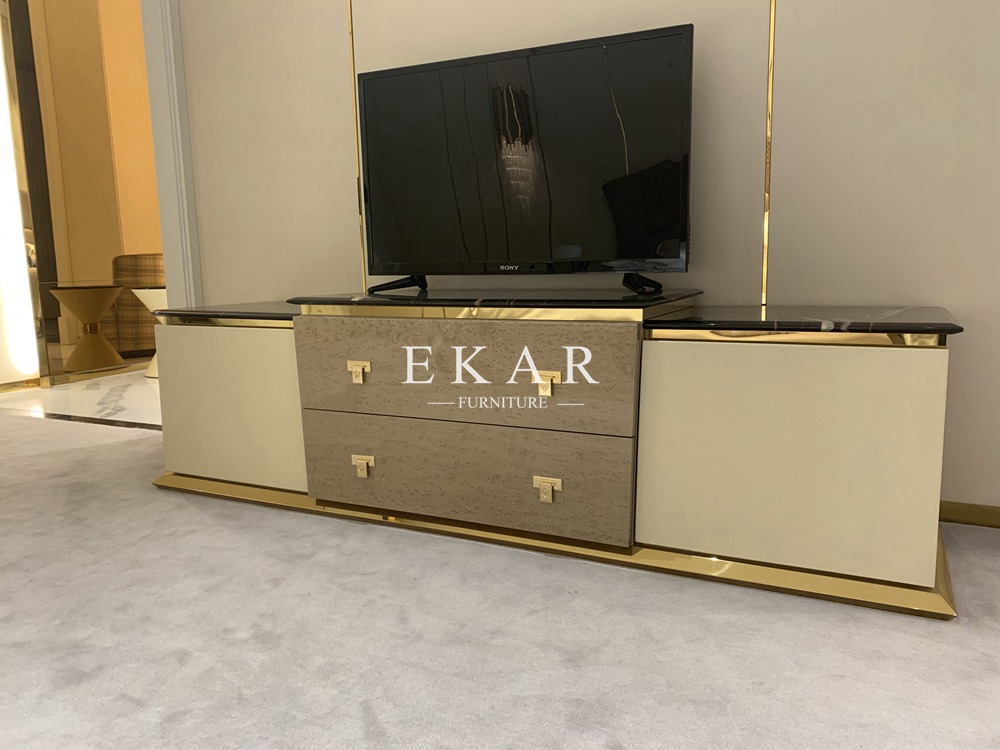 Living Room Marble Top High End Modern Tv Stand Cabinet - Ekar Furniture