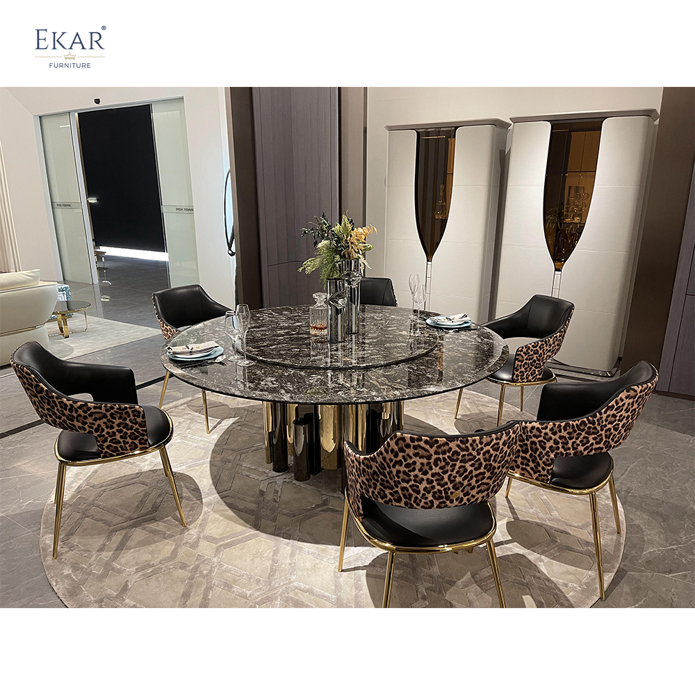 Marble Dining Table with Crystal Steel Legs | FurnitureByModern