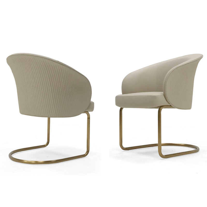 Modern dining chair champagne gold metal base dining chair