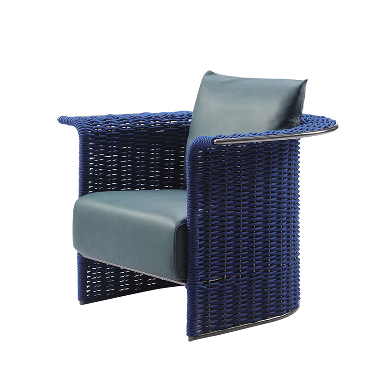 Handmade leather woven lounge chair for modern living room