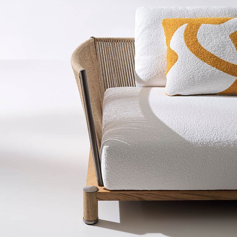 Waterproof Fabric Outdoor Sofa with Metal Legs and Wicker Design